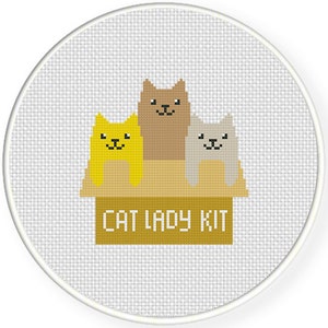 Cat Lady Kit Counted Cross Stitch Chart, Kitty Lover PDF Pattern, for ...