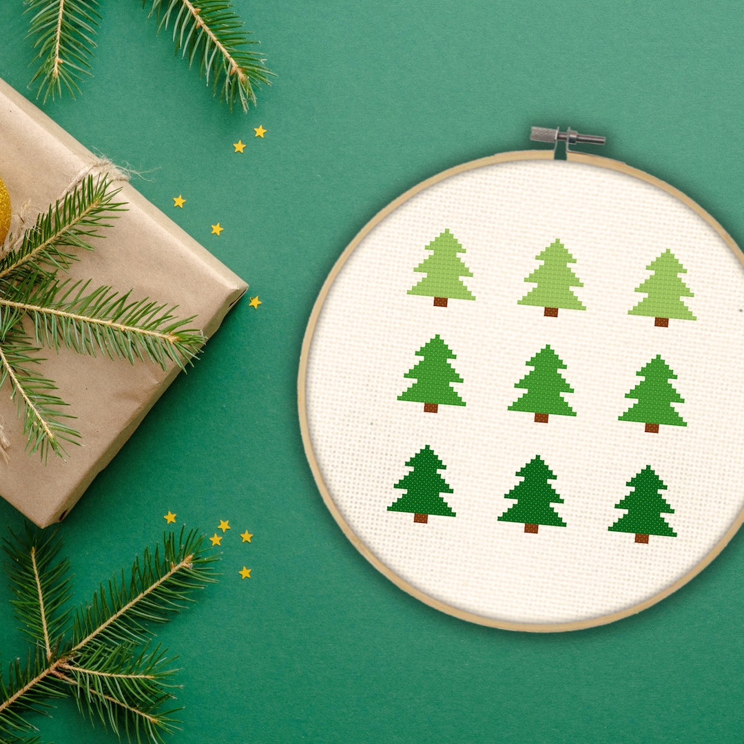 Mini Pine Trees PDF Cross Stitch Pattern Needlecraft - Instant Download ...
