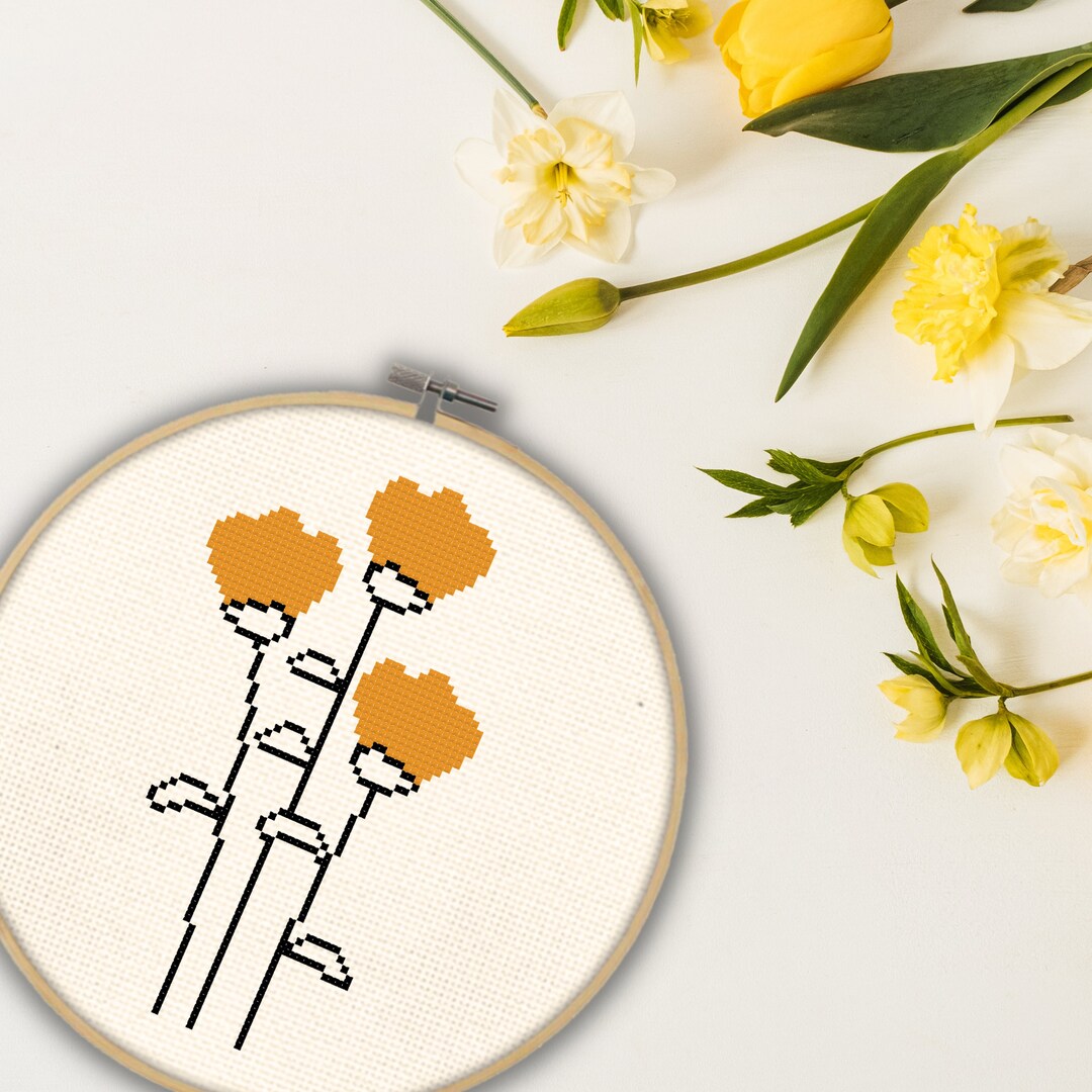 Tangerine Blooms PDF Cross Stitch Pattern Needlecraft - Instant ...