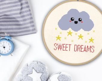 Cross Stitch Pattern Sweet Dreams Bed Instant Download PDF Counted ...