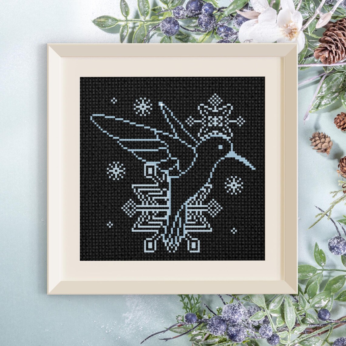 Winter Hummingbird PDF Cross Stitch Pattern Needlecraft - Instant ...
