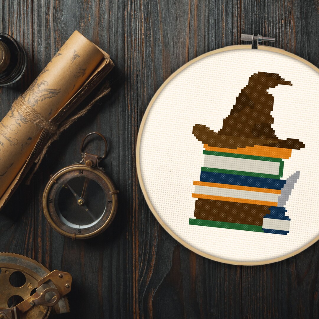 Wizard Book Stack PDF Cross Stitch Pattern Needlecraft - Instant ...