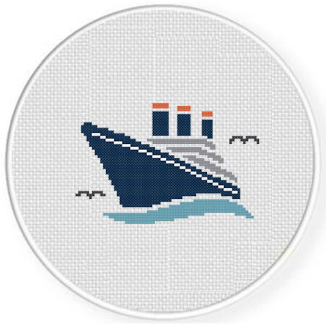 Cruise Ship Counted Cross Stitch Chart, Nautical Beat PDF Pattern for ...