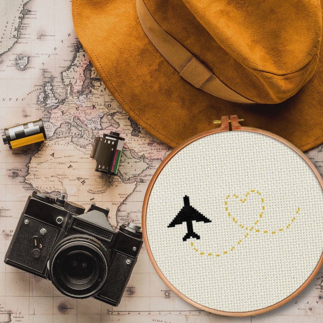 Plane Trail Yellow Counted Cross Stitch Chart, Aircraft PDF Pattern ...