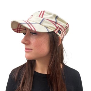 Womens Newsboy Cap Sports Hat Navy Red Cream Check Cap - Etsy