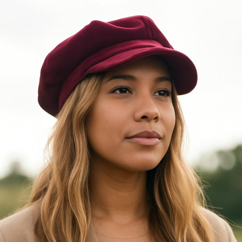 Baker Boy Hat Newsboy Cap Red Velvet Hat by CRAGGI - Etsy