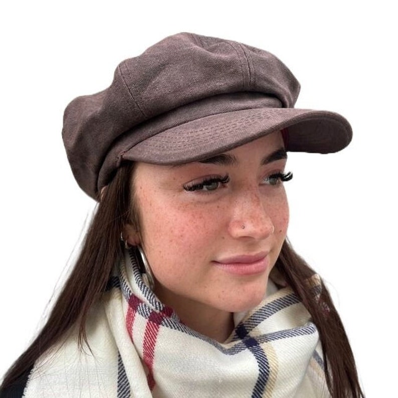 Craggi Ladies Baker Boy Brown Waxed Cotton Showerproof Hat, Womens ...