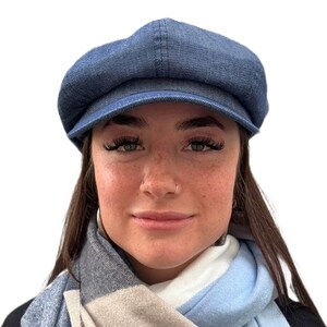 Denim Baker Boy Hat Blue Washed Denim Newsboy Cap - Etsy