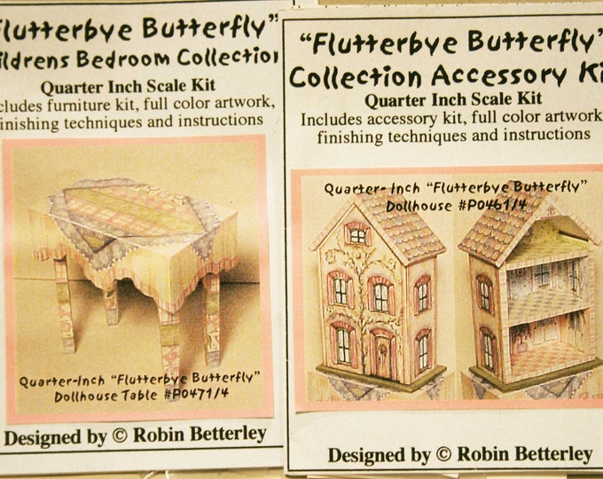 Robin Betterley 1/4" Scale Flutterbye Dollhouse Table and Dollhouse ...
