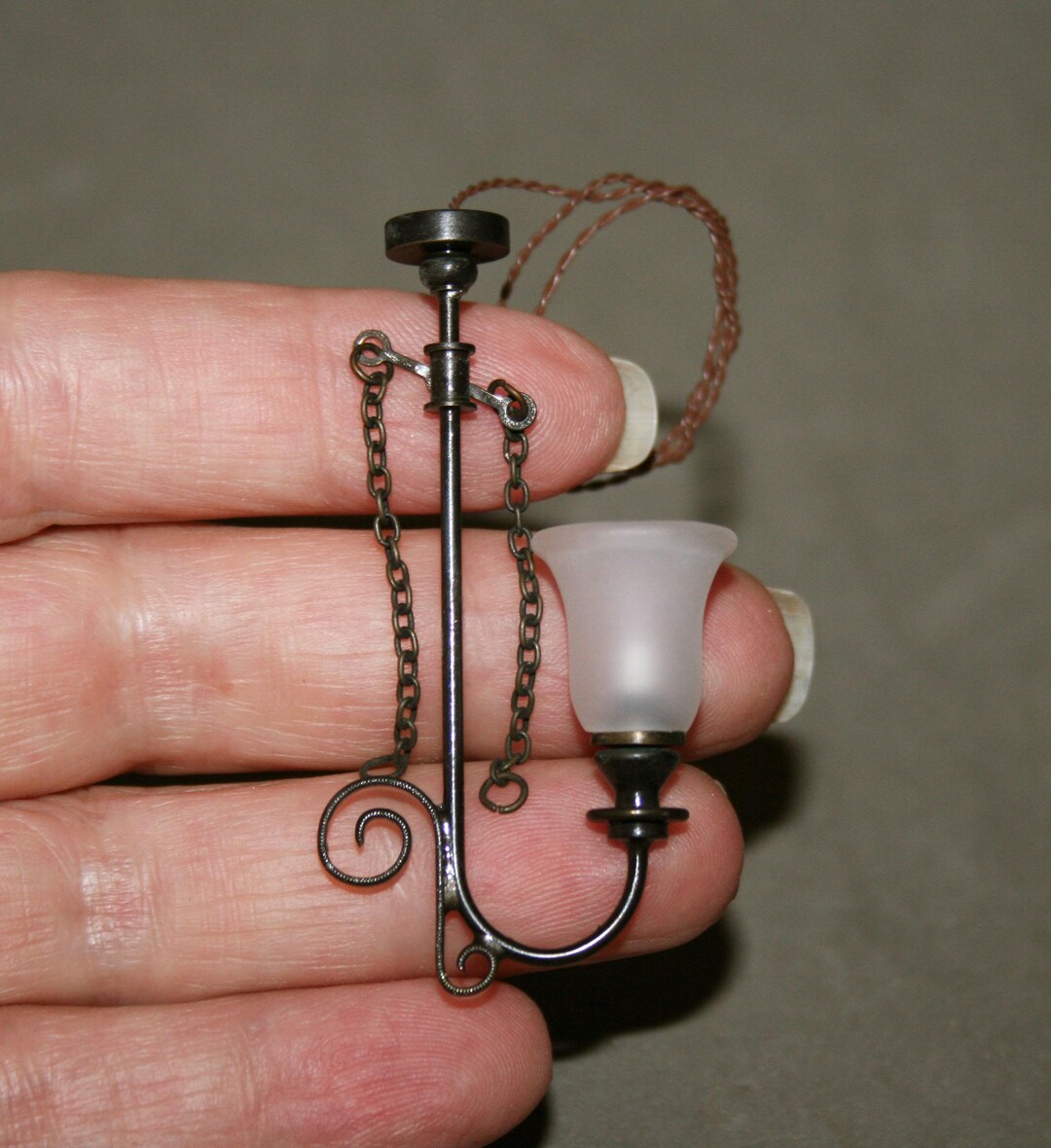 Handmade Glass & Black Metal Hanging Light Fixture -DOLLHOUSE ...