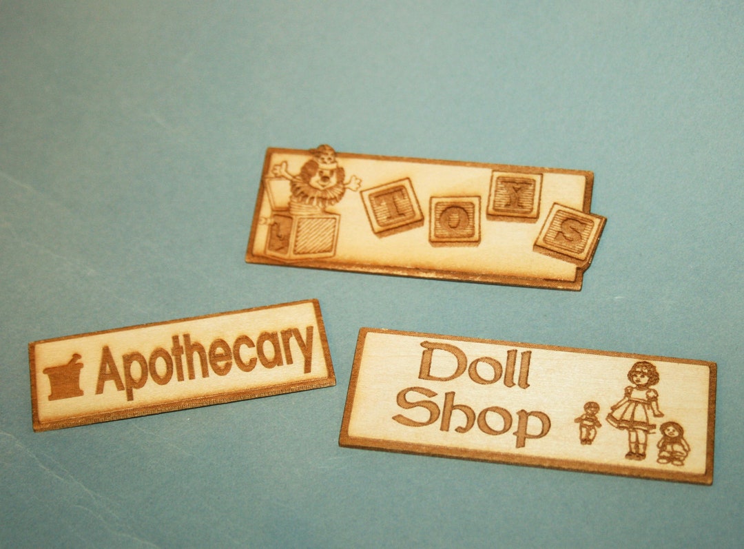 DOLLHOUSE MINIATURES " Wood Shop Signs " Artisan Handmade Miniature in ...