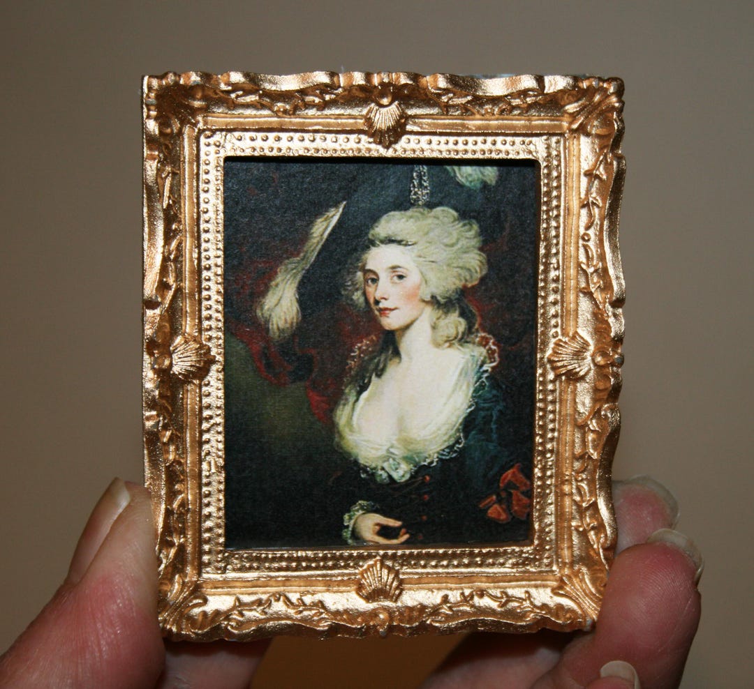 Lady Portrait, Print on Paper, Resin Frame -DOLLHOUSE MINIATURES- Wall ...