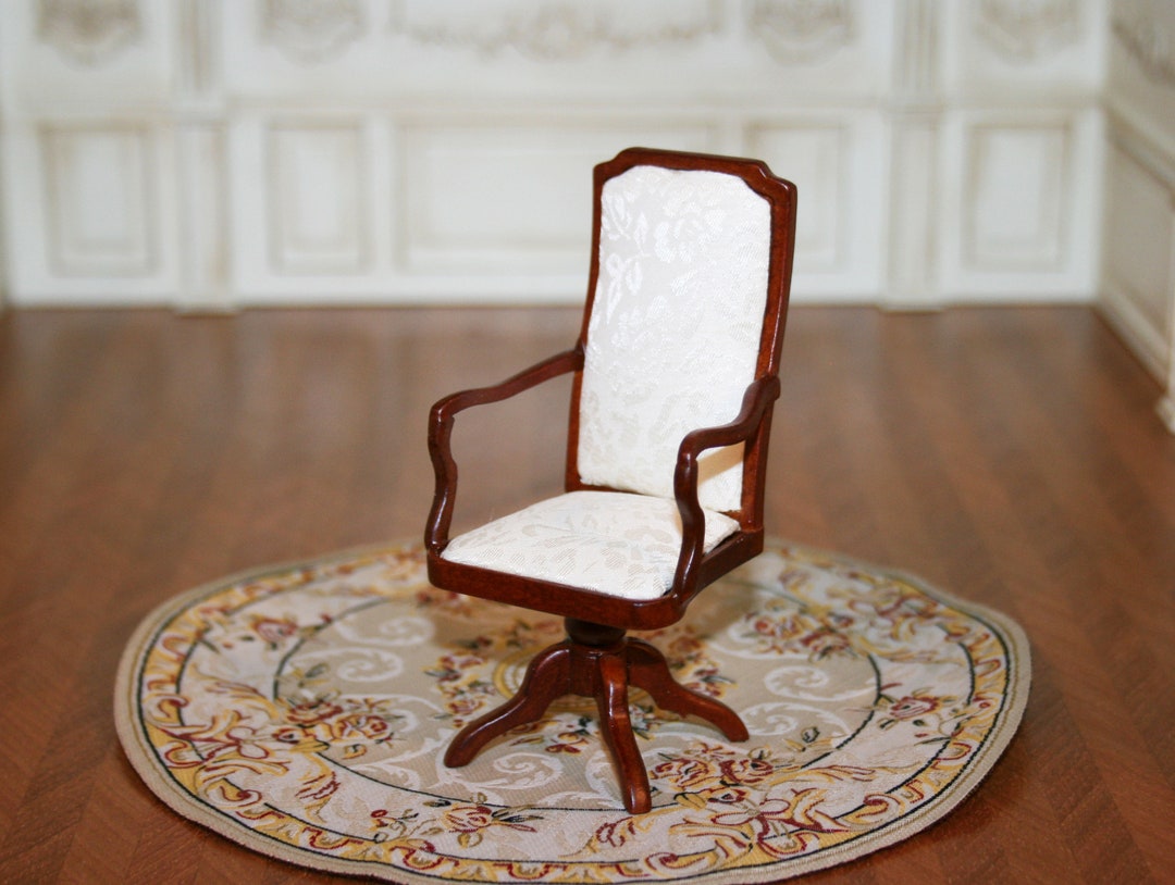 DOLLHOUSE MINIATURES " Wooden Swivel Desk Chair " Artisan Handmade ...