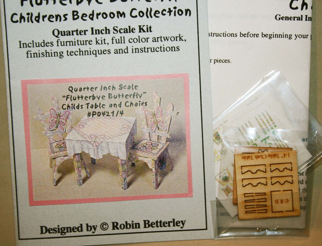 Robin Betterley 1/4" Scale Flutterbye Butterfly Childs Table and Chairs ...