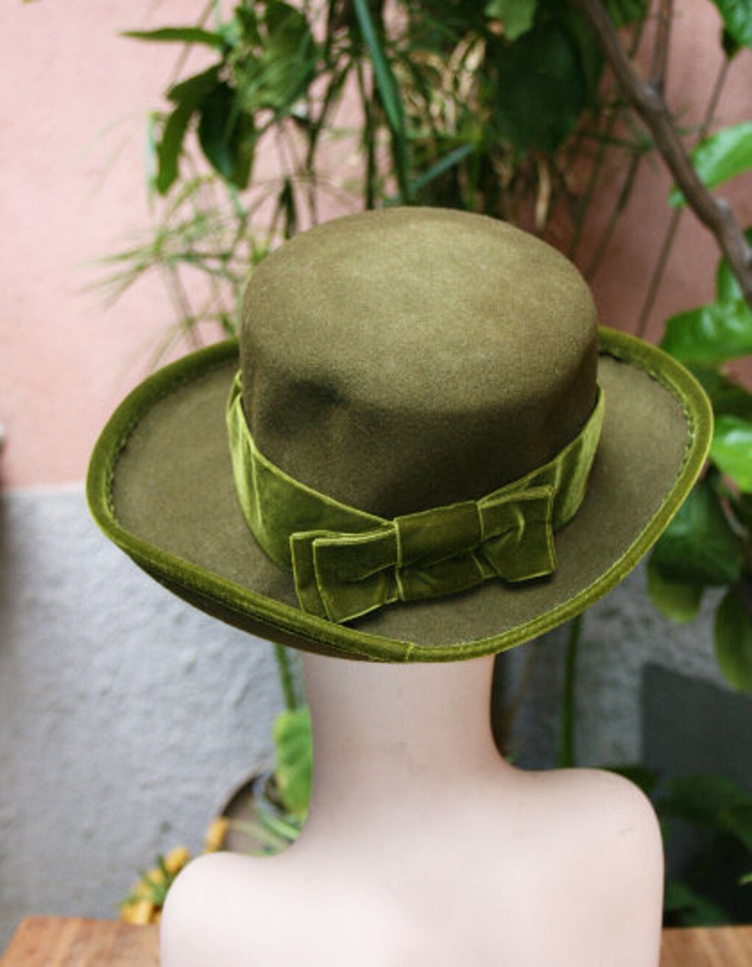 Green Hat, Thermal Hat, Velvet Hat, Ladies Hat, 70s Fashion Hat ...