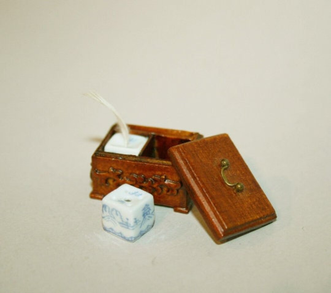 Dollhouse Miniatures " Wooden Pen Holder " Artisan Handmade Miniature ...
