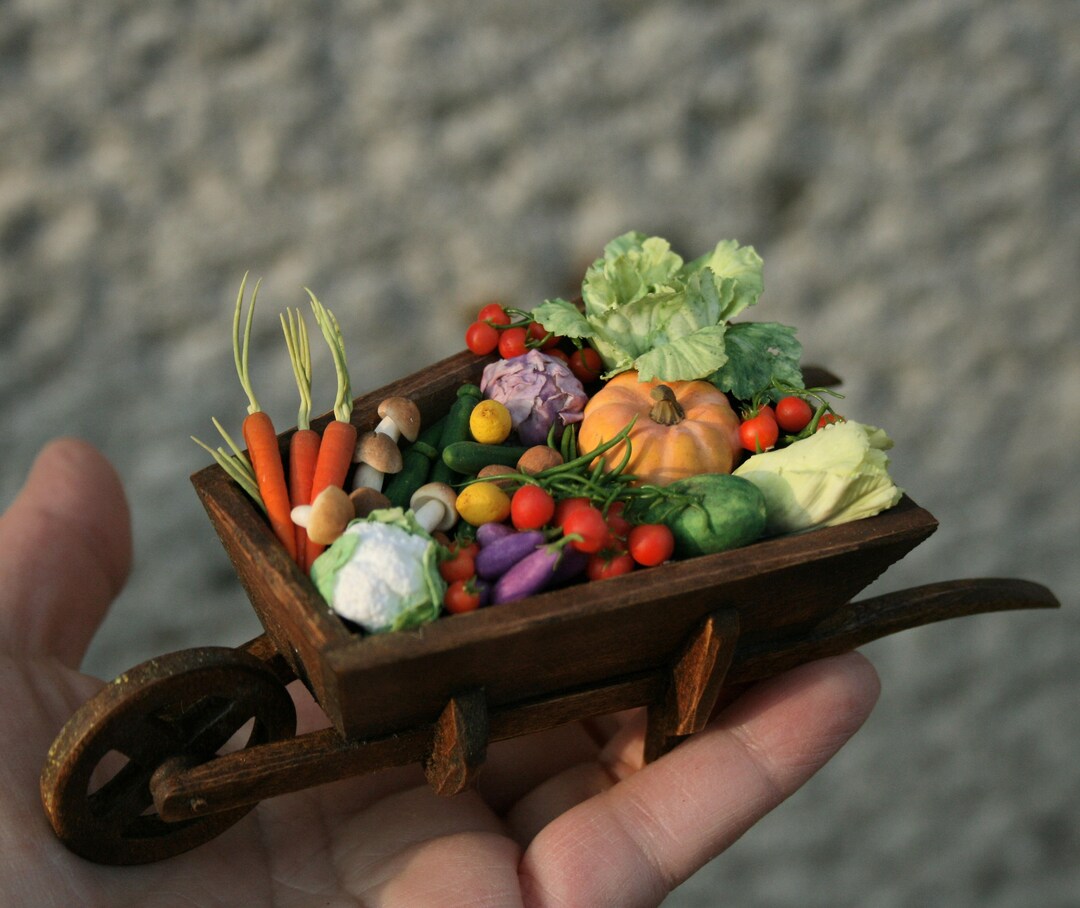Wheelbarrow With Vegetables, DOLL HOUSE Miniatures -artisan Handmade ...