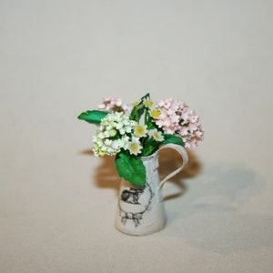 Paper Pitcher With Hydrangea Flowers- Dollhouse Miniatures - Artisan ...
