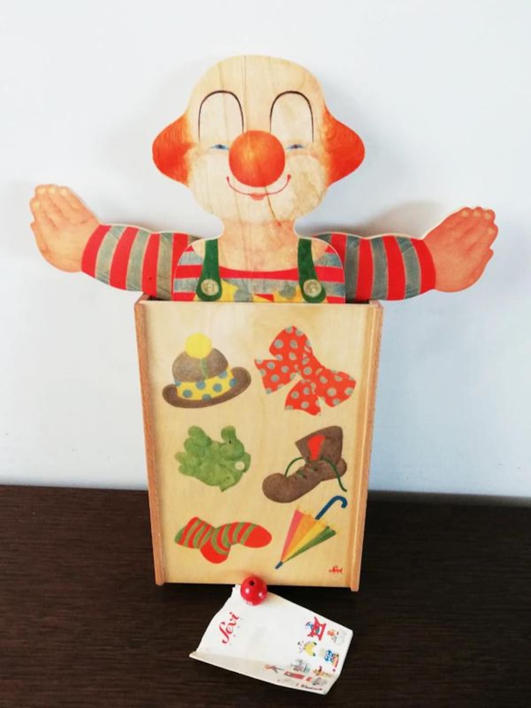 Sevi Italy Wall Mount Musical Pop up Clown Vintage Wooden Child's Toy ...