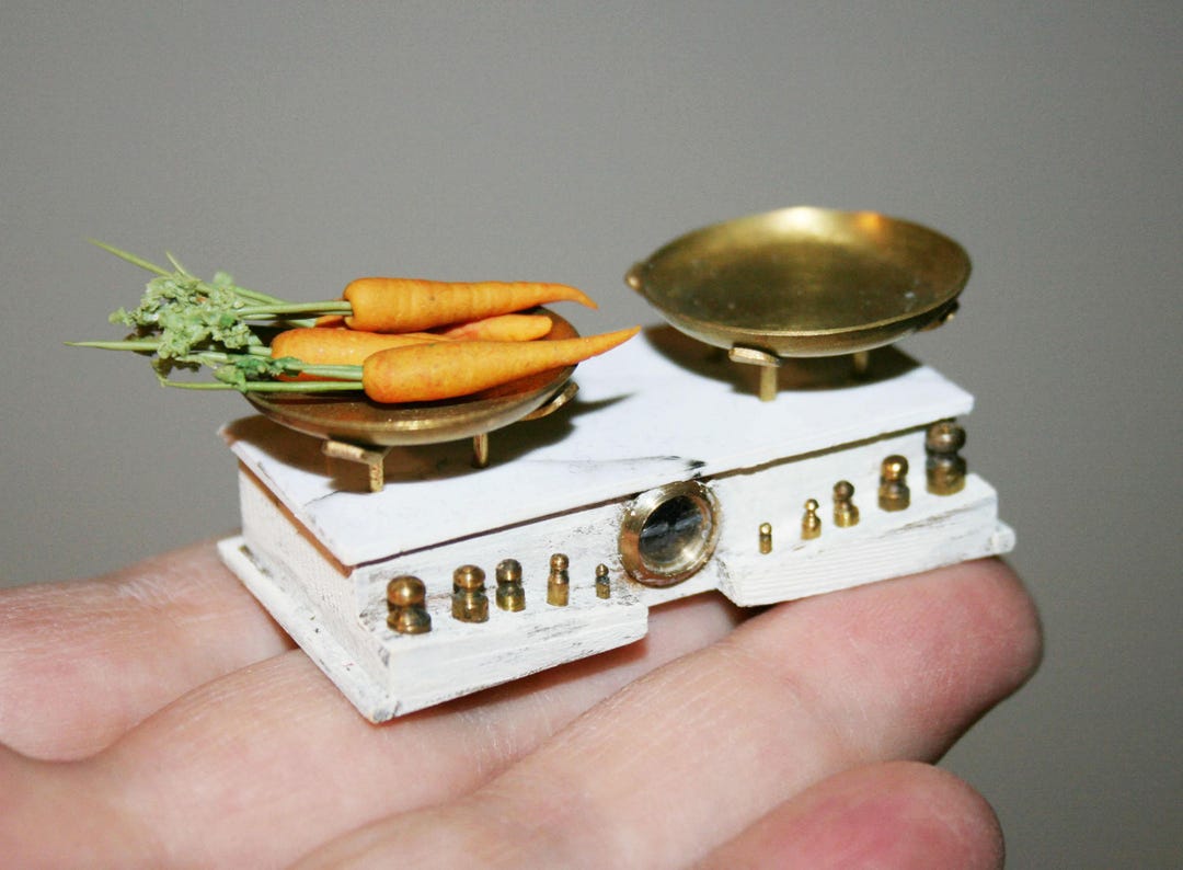 Old Wooden Balance SCALE - Dollhouse Miniature Kitchen Accessory ...