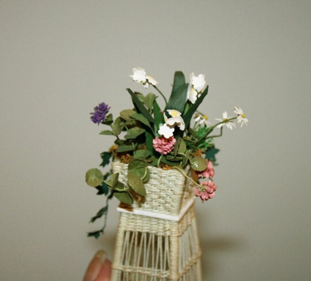 Trestle With Flower -dollhouse Miniatures - Artisan Handmade Miniature ...