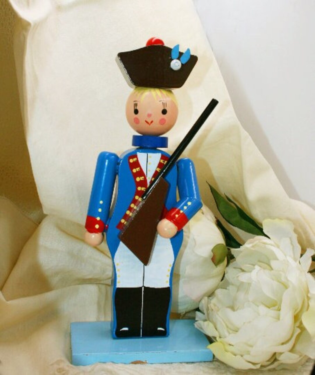 Wooden Toy Soldier/ Vintage Bookends/ Hand Painted/ SEVI Company/ Made ...
