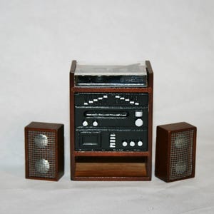 Dollhouse Stereo System With Turntable Record Player Retro Style 1:12 ...
