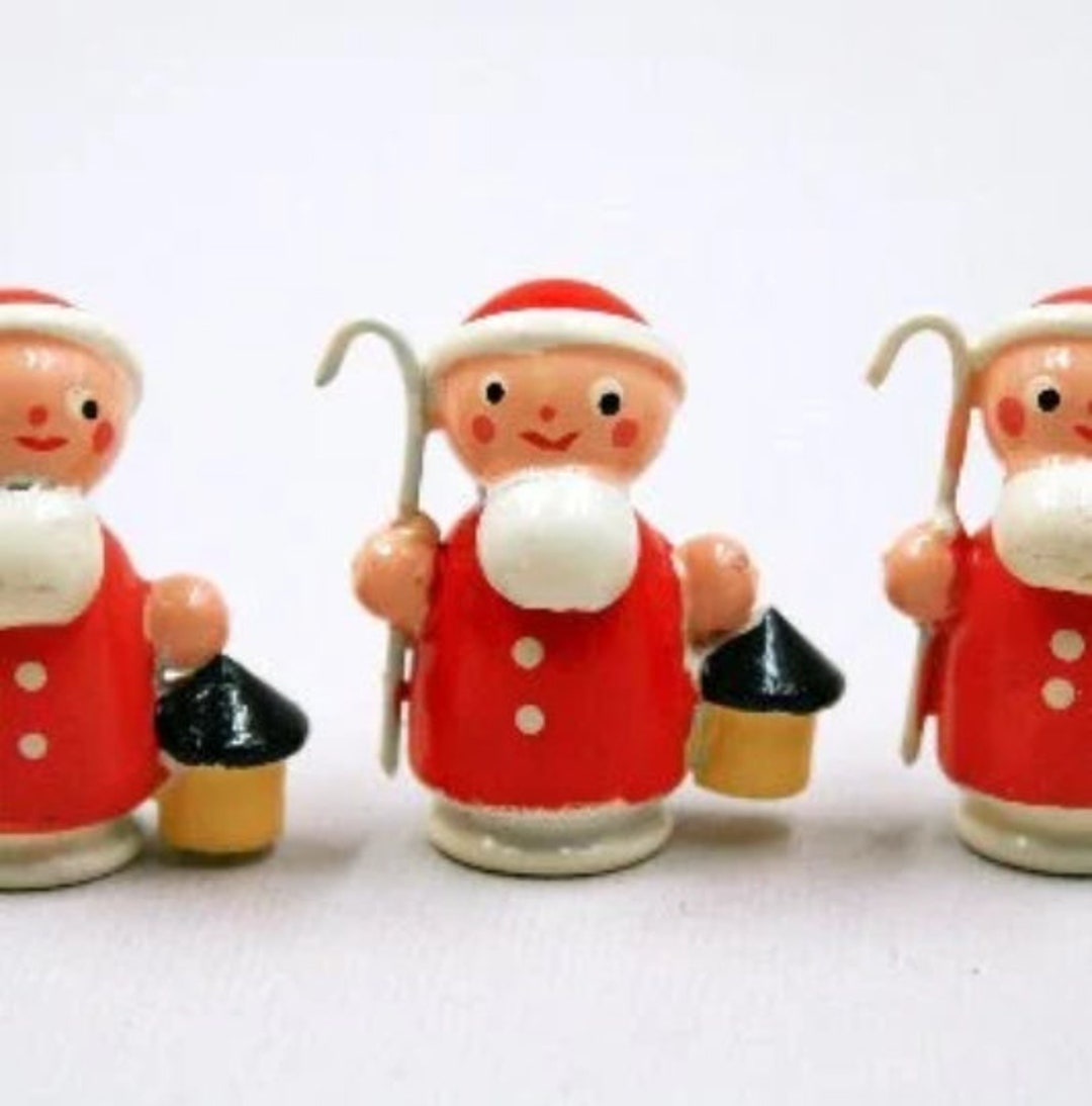 VINTAGE Sevi Wooden SANTA Claus/table Decorations/miniature Santa/christmas Tree/gift for Her ...
