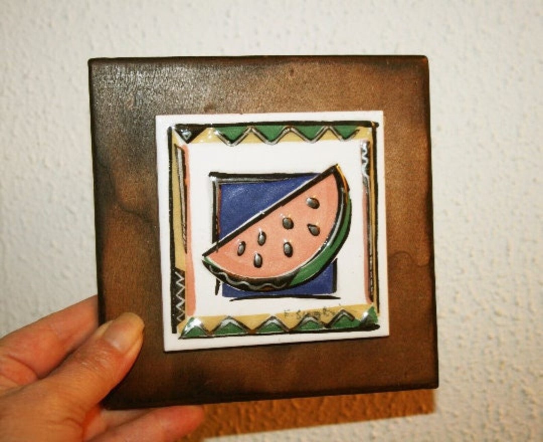Embossed Watermelon Tile, to Hang, House Decor, Handmade in Italy ...