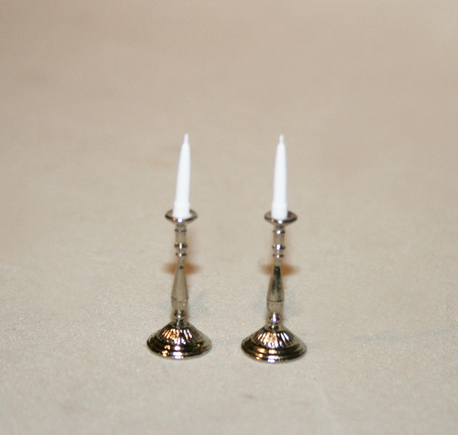 Candlesticks Pair - Dollhouse Accessories - Artisan Handmade Miniature ...