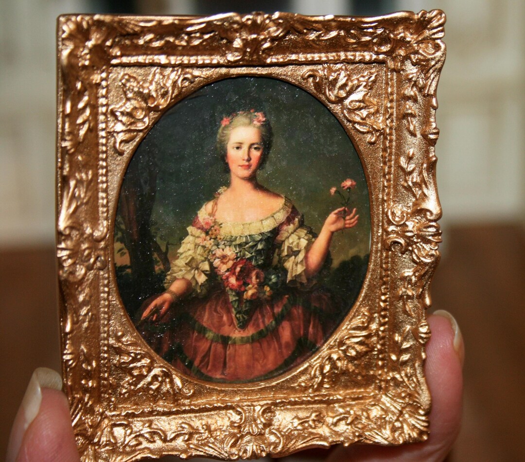 Portrait of a Lady, in a Golden Frame -DOLLHOUSE MINIATURES- Artisan ...