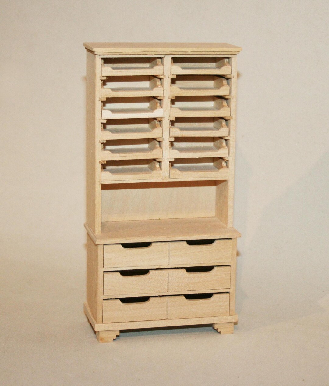 DOLLHOUSE MINIATURES " Natural Wood, Shop Counter " Artisan Handmade ...