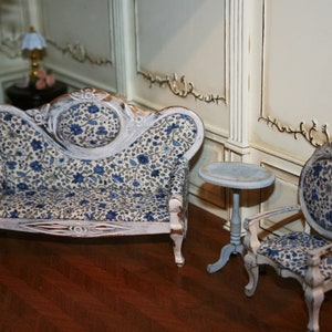 Sofa and Armchair Set -DOLLHOUSE MINIATURE Furniture -artisan Handmade ...