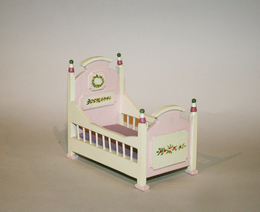Handpainted BABY Crib- DOLLHOUSE MINIATURE Furnitures - Artisan ...