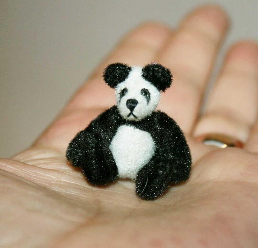 Dollhouse Miniatures " Jointed Panda Bear " Artisan Handmade Miniature ...