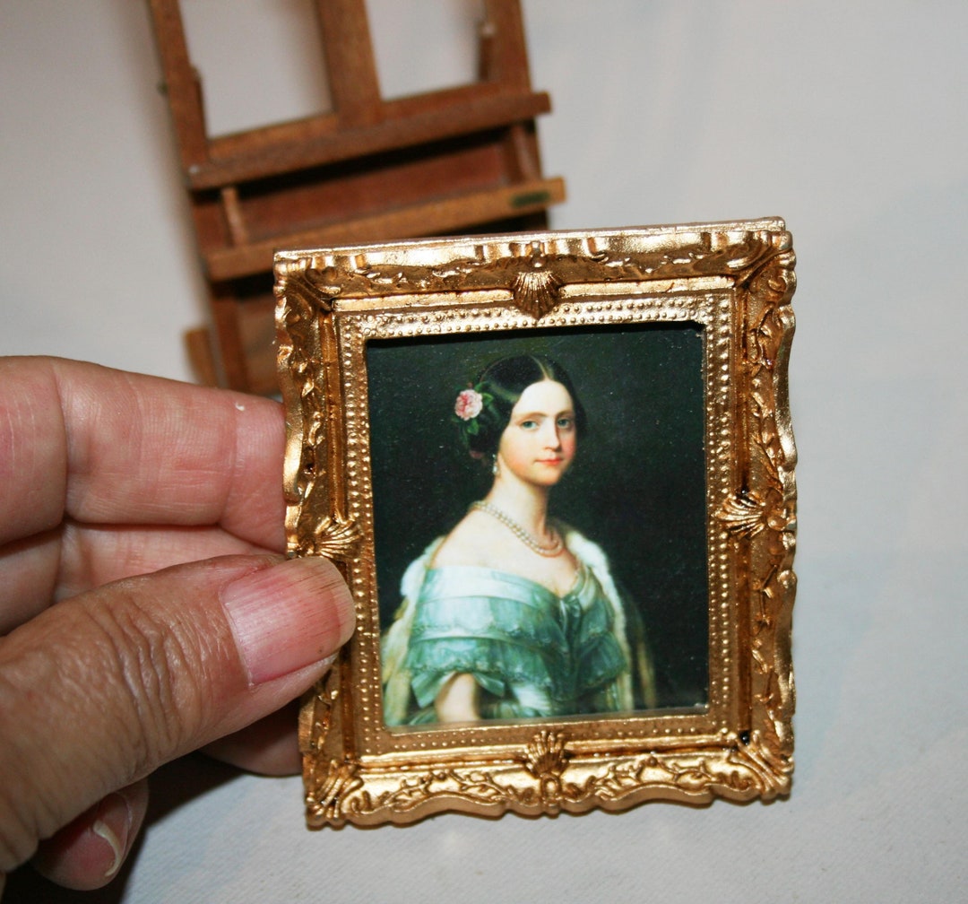 DOLLHOUSE MINIATURES " Lady Portrait " Artisan Handmade Miniature in ...