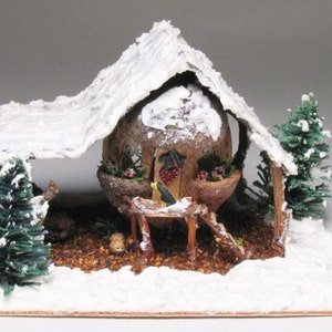 DOLLHOUSE MINIATURES " Walnut Shell House " Artisan Handmade Miniature ...