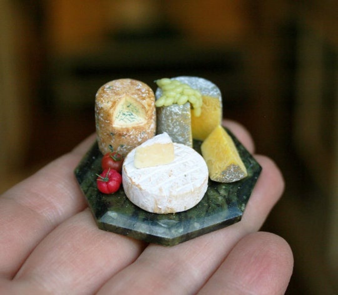 Cheeses on Marble Board -DOLL HOUSE Miniature Food - Artisan Handmade ...