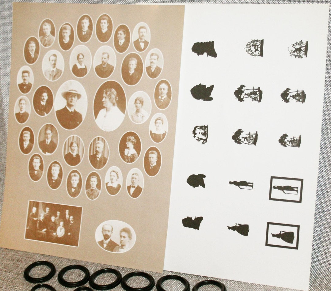 Portraits and Silhouettes - With 12 Oval Frames -dollhouse Miniature ...