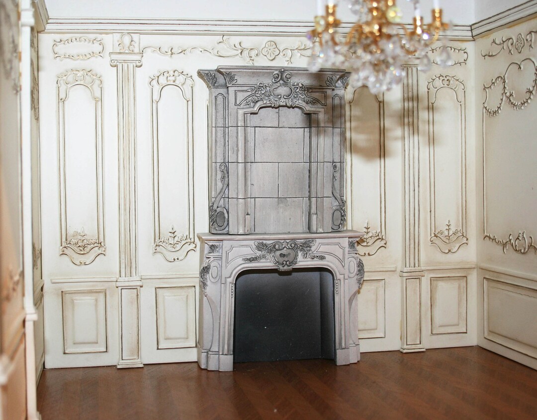 Grey Victorian Resin Fireplace Mantel -DOLLHOUSE MINIATURE Furnitures ...