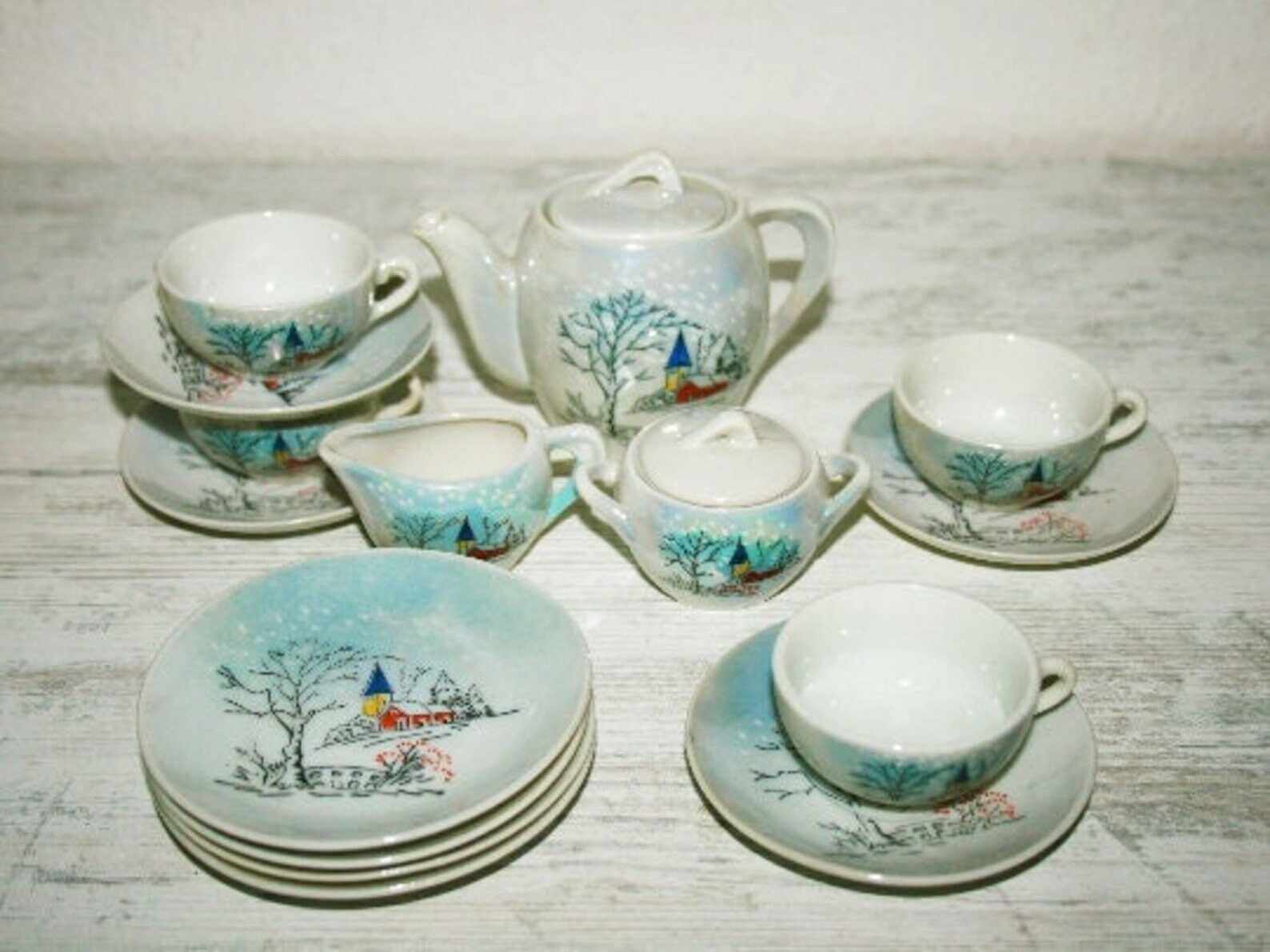 Porcelain Tea Set, Dolls Size Tableware -dollhouse Miniature, Toy Tea ...