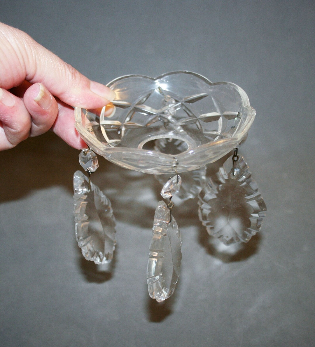 Crystal Bobeche, Vintage 4", Criss Cross Design -crystal Pendants ...