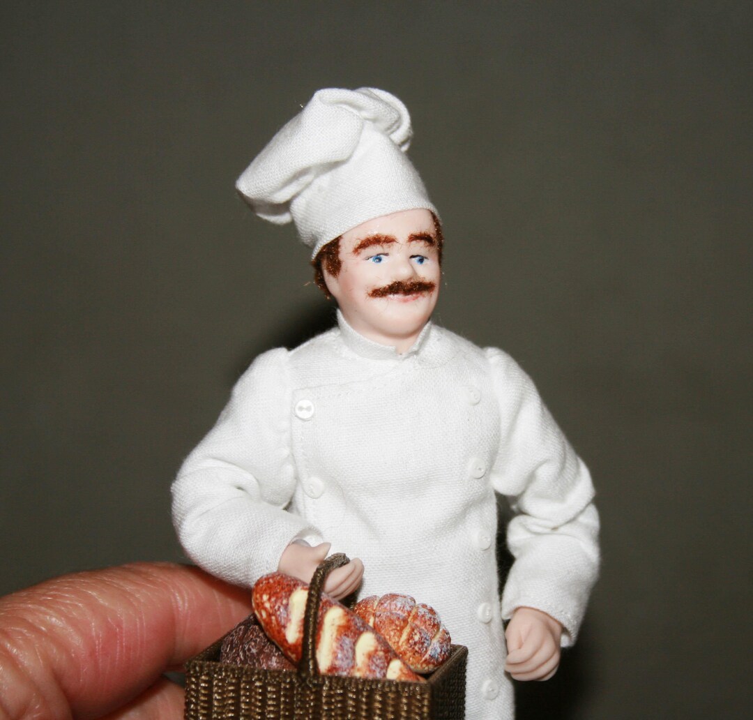 Baker Men With Bread Basket -DOLLHOUSE MINIATURE Dolls - Artisan ...