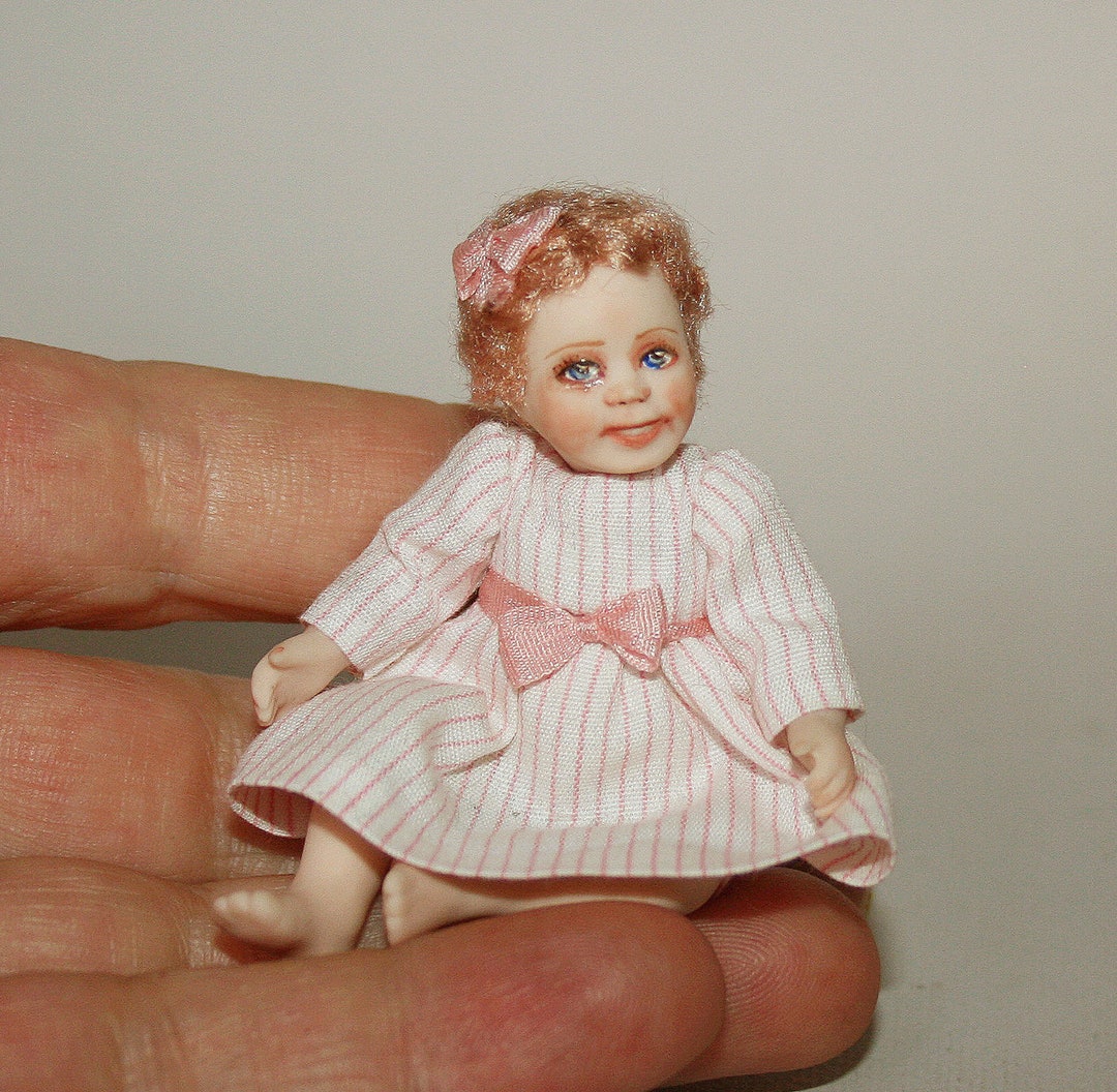 DOLLHOUSE MINIATURES " Gorgeous Little Sitting Girl " Artisan Handmade ...