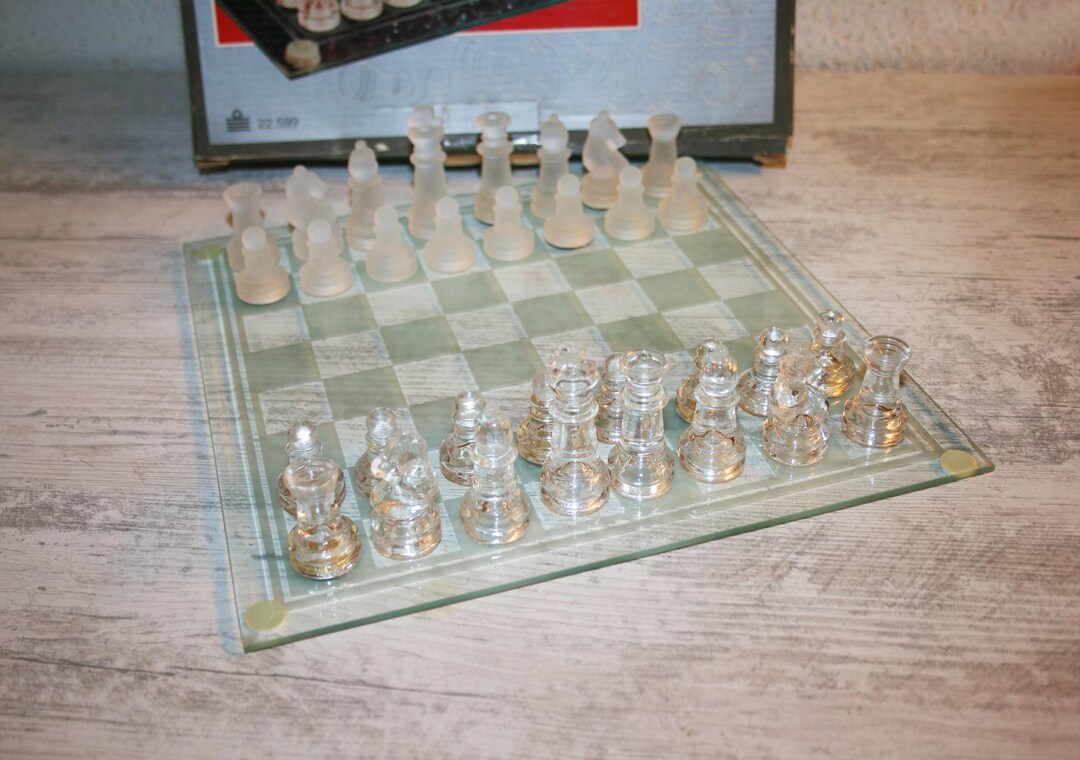 Glass Chess Game Set -chess Lovers Gift -solid Glass Chess Board- Clear ...