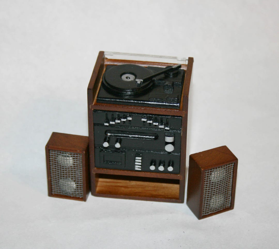 Dollhouse Stereo System With Turntable Record Player Retro Style 1:12 ...