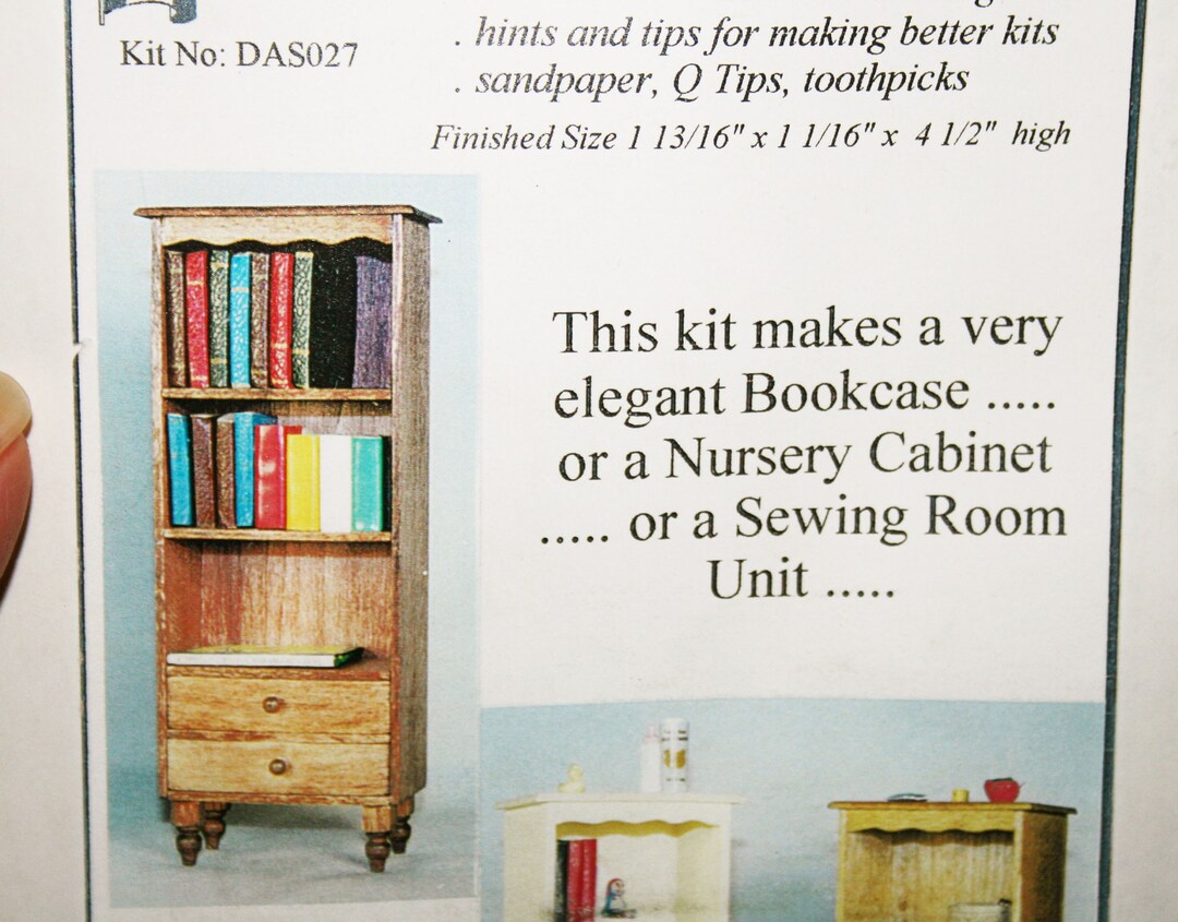 DOLLHOUSE MINIATURE " Bookcase With Drawers Kit " Artisan Handmade ...