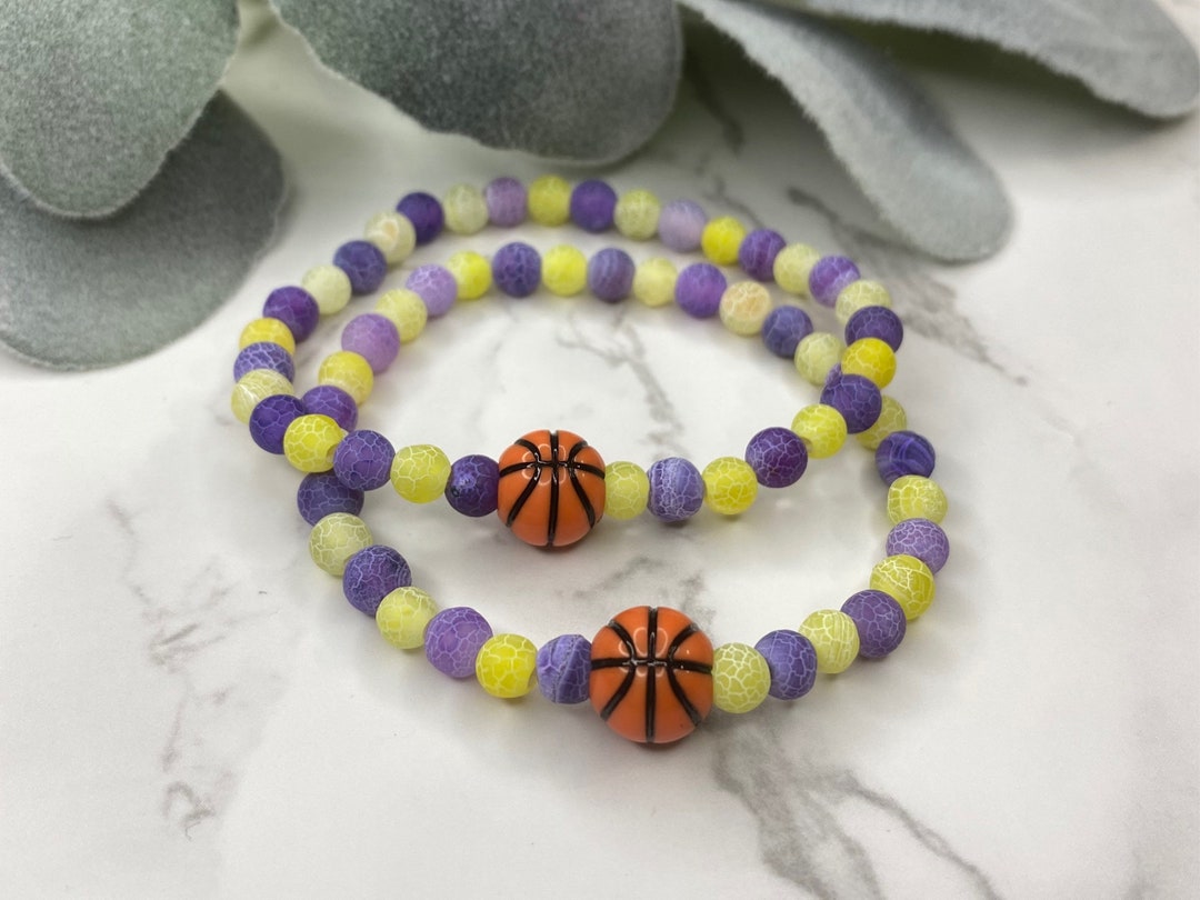 Basketball Bracelet | Purple and Gold Bracelet | Tigers Bracelet - Etsy
