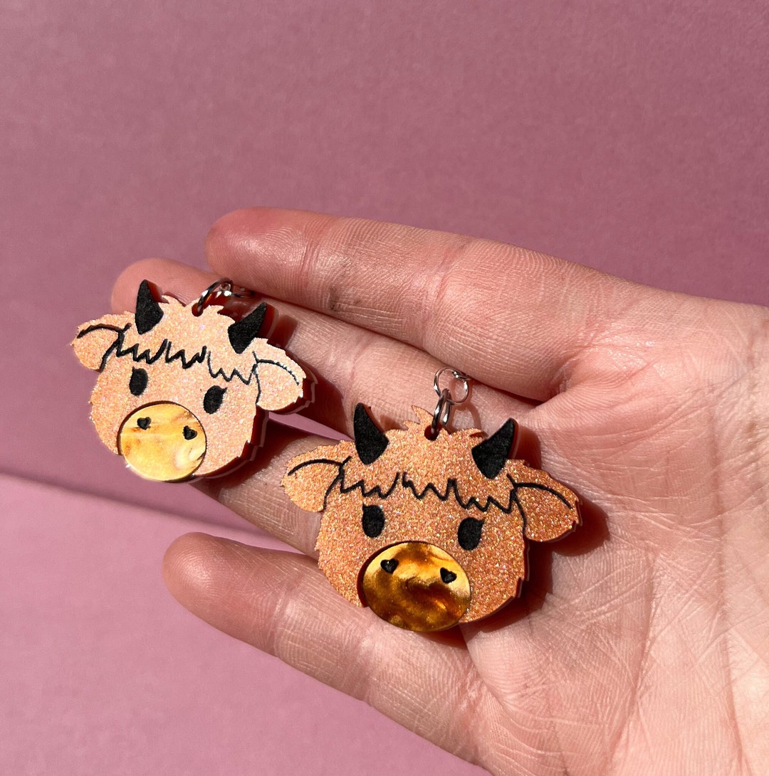 Highland Cow Earrings | Fluffy Cow Earrings | Cute Cow Earrings - Etsy