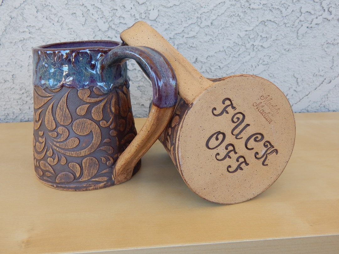 Hidden Profanity Coffee Mug Pottery Handmade, Ceramic Mug / Fuck off ...